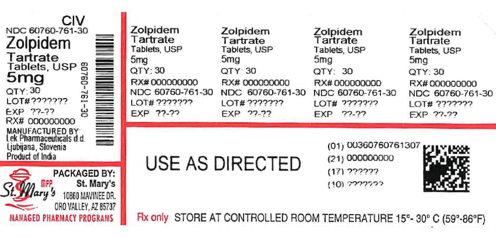 Zolpidem Tartrate Tablet, Coated- Images NDC60760-761