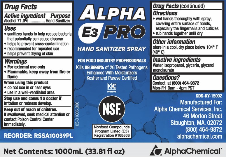 Alpha E3 Pro Hand Sanitizer Product Images - NDC 69335-005