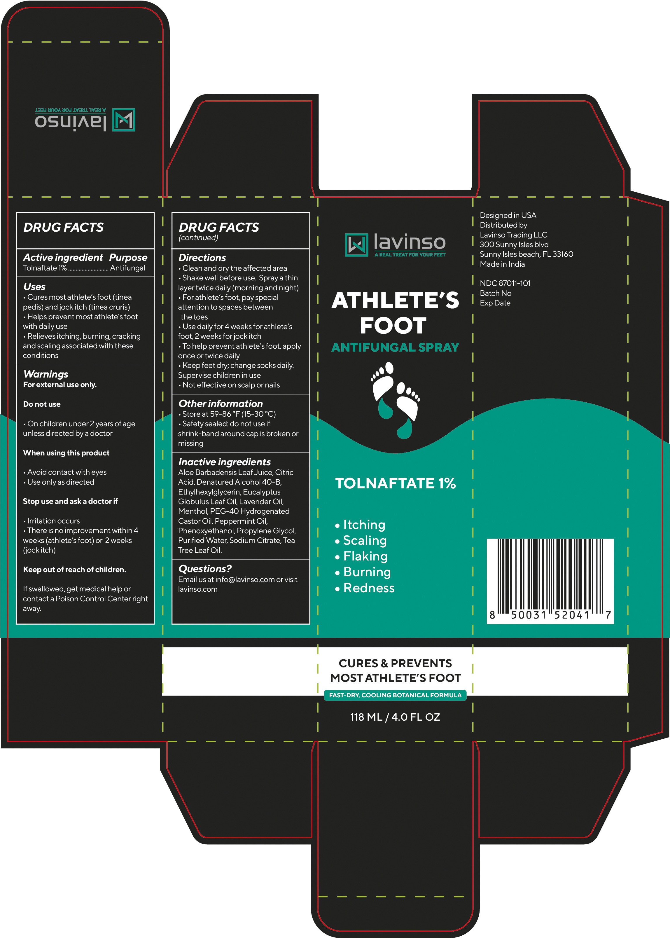 Lavinso Athlete Foot Spray- Images NDC87011-101