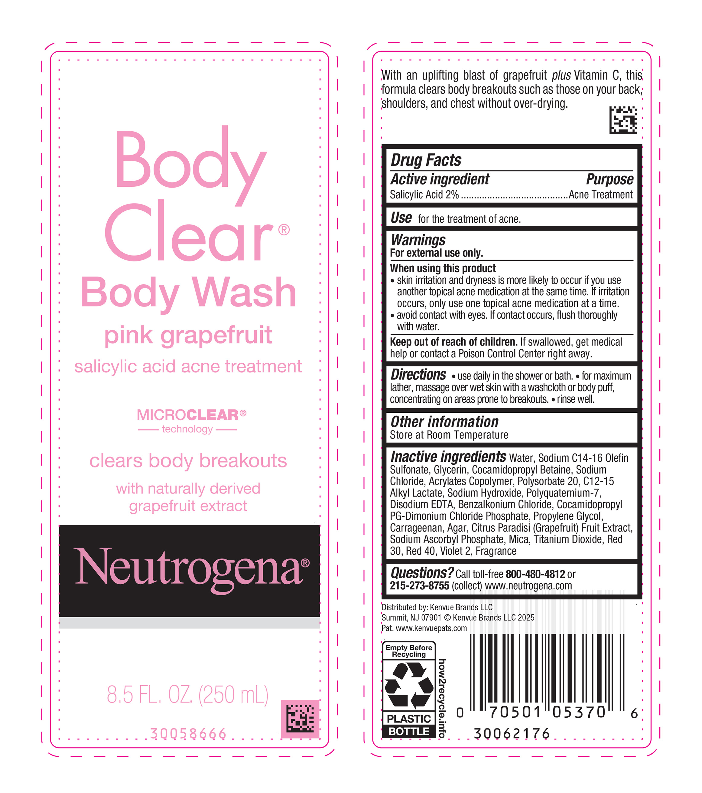 Neutrogena Body Clear Body Wa FDA Label - NDC 69968-0910