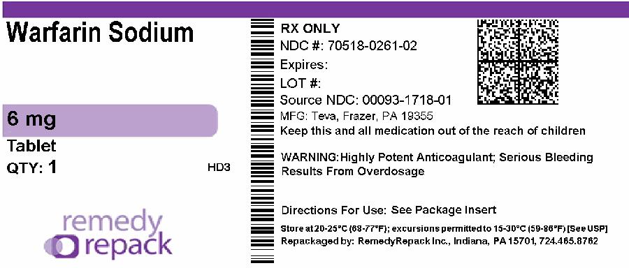 Warfarin Sodium Tablet- Images NDC70518-0261