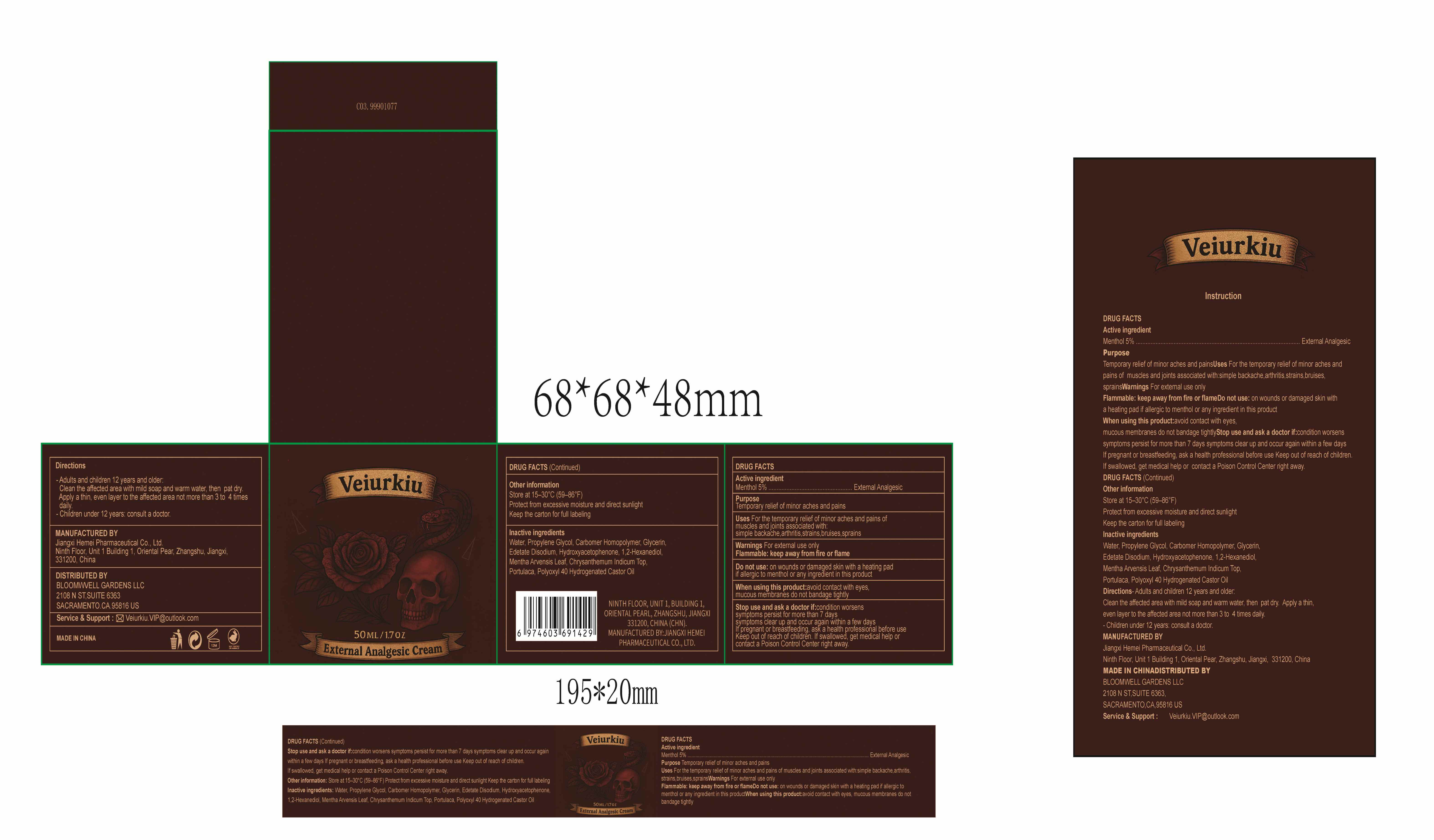 External Analgesic Cream With Mentho - Images NDC 85284-010