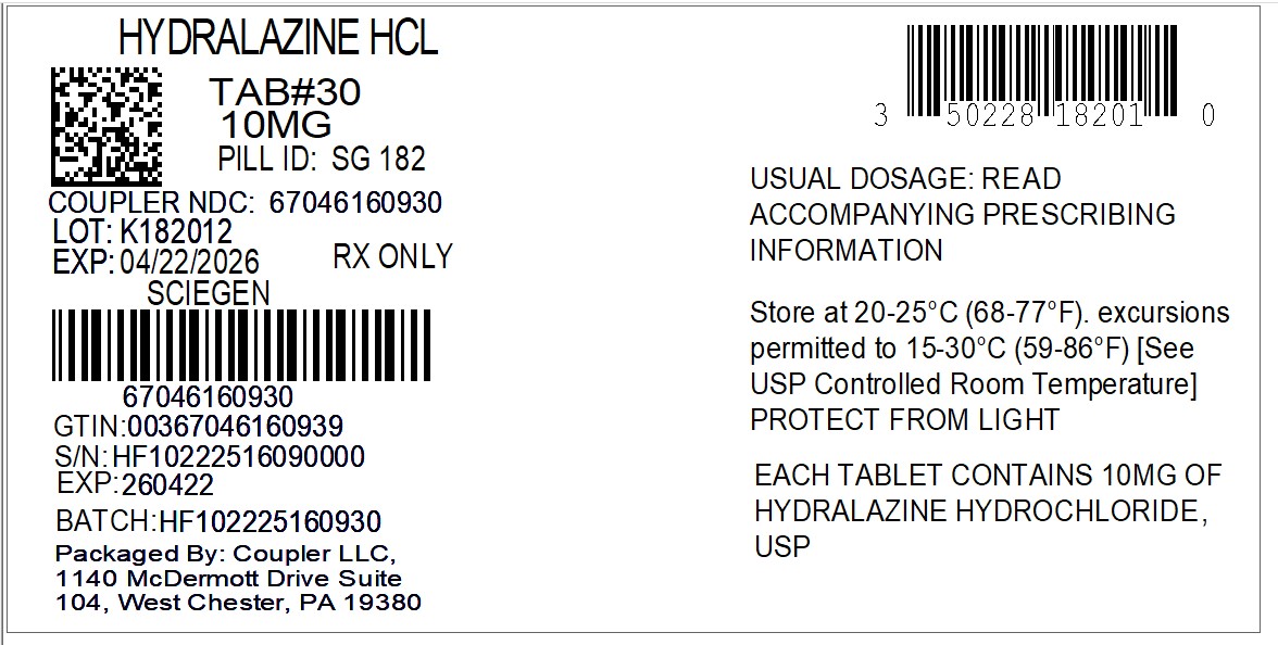 Hydralazine Hydrochloride Tablet- Images NDC67046-1609