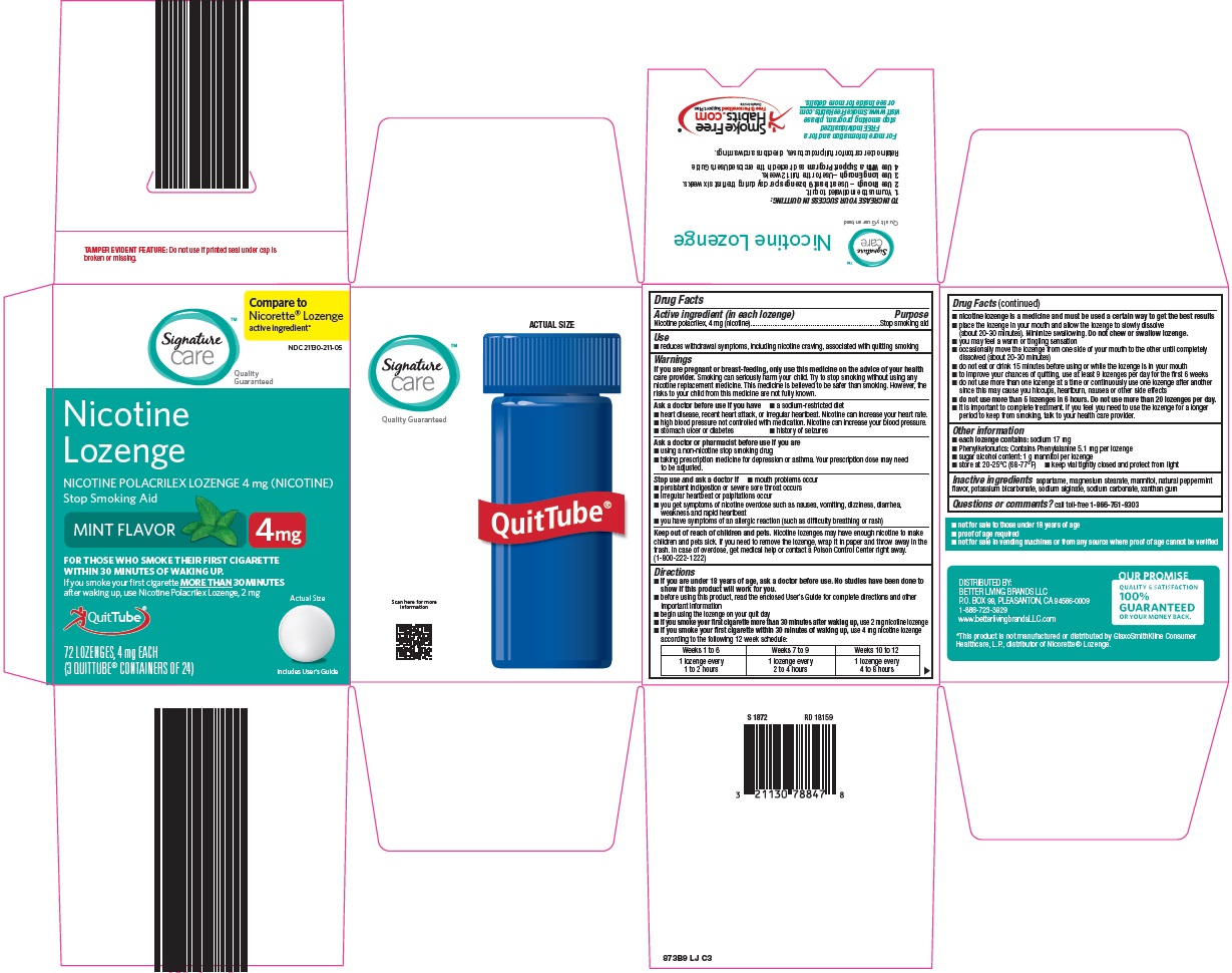 NDC 21130-211 Signature Care Nicotine Lozenge Oral Label Information ...