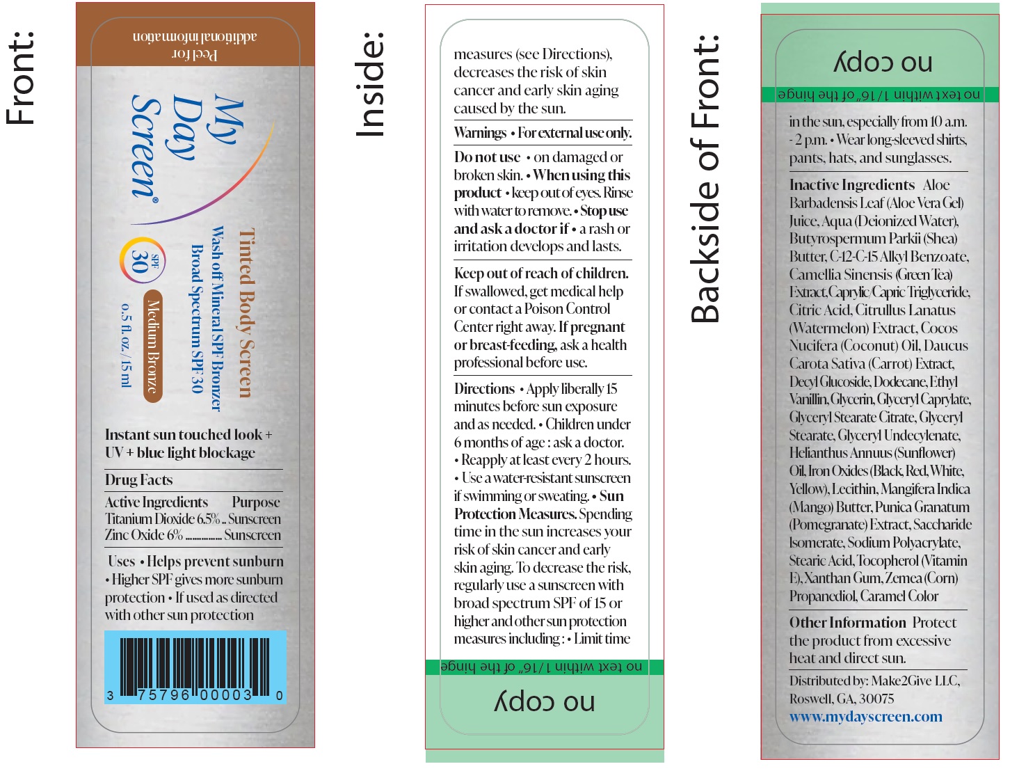 NDC 75796-018 My Day Screen Tinted Body Screen Mini Medium Bronze ...