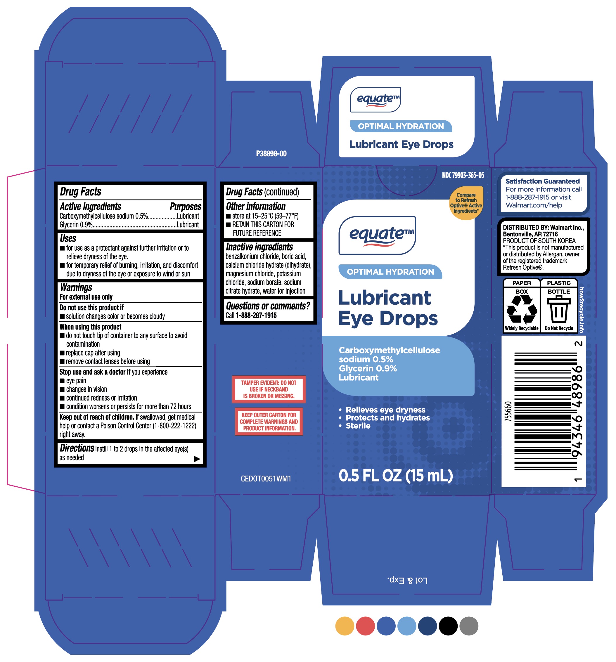 Equate Lubricant Eye Drops Product Images - NDC 79903-365
