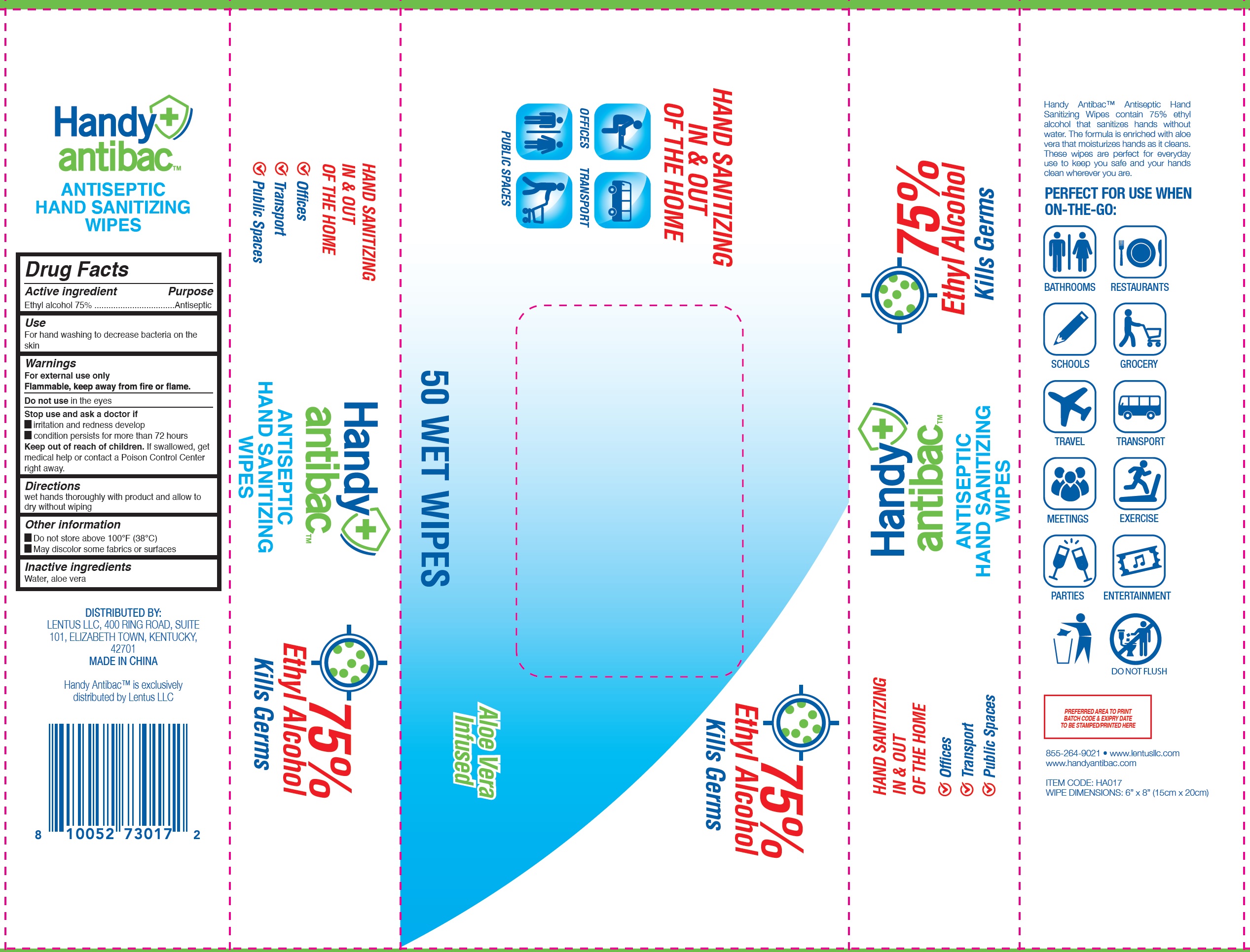 FDA Label for Handy Antibac Antiseptic Hand Sanitizing Wipes ...