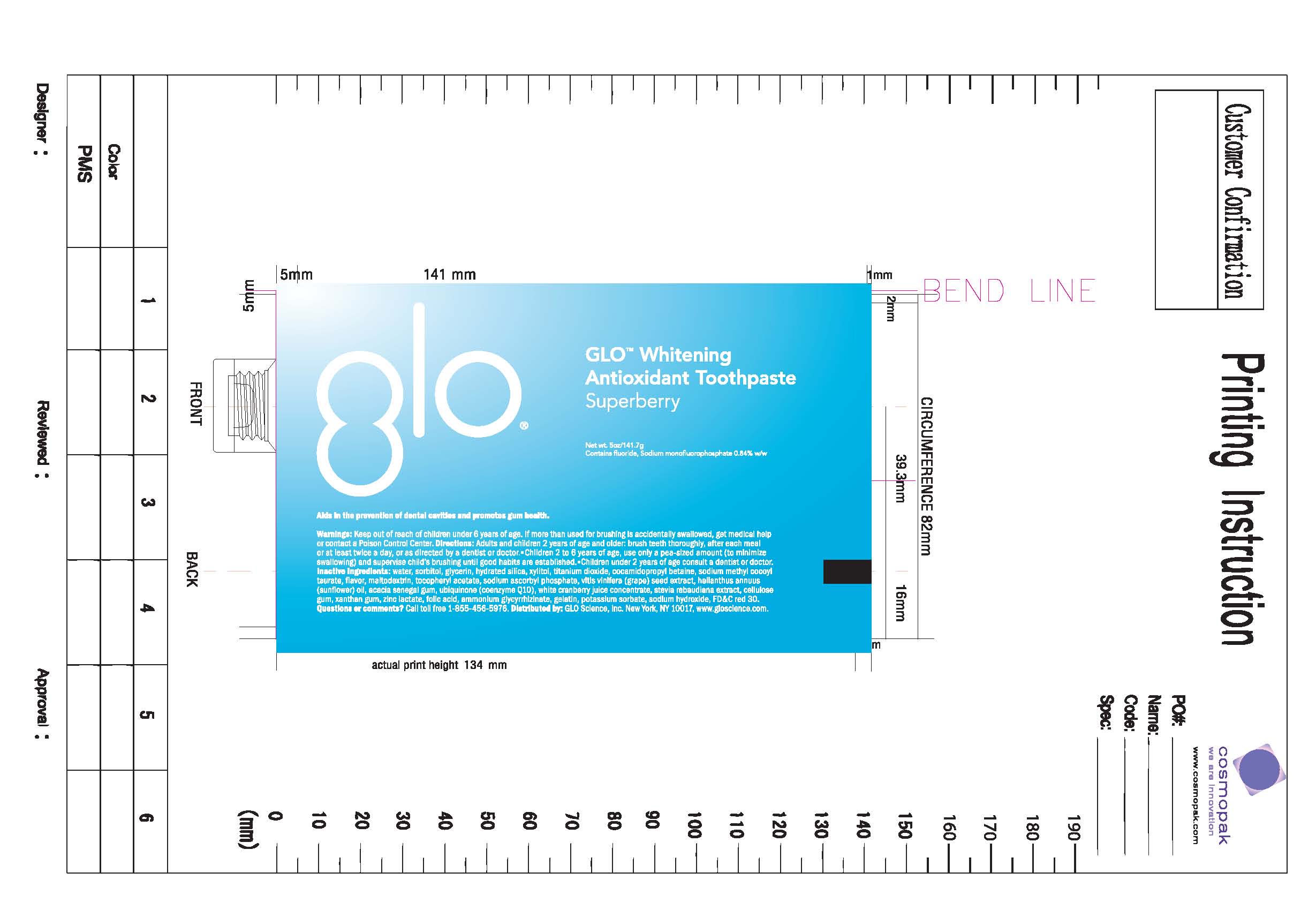 FDA Label for Glo Scinece Antioxidant - Indications, Usage & Precautions