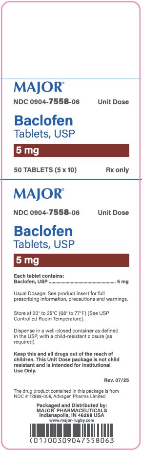 Baclofen Tablet- Images NDC0904-7558