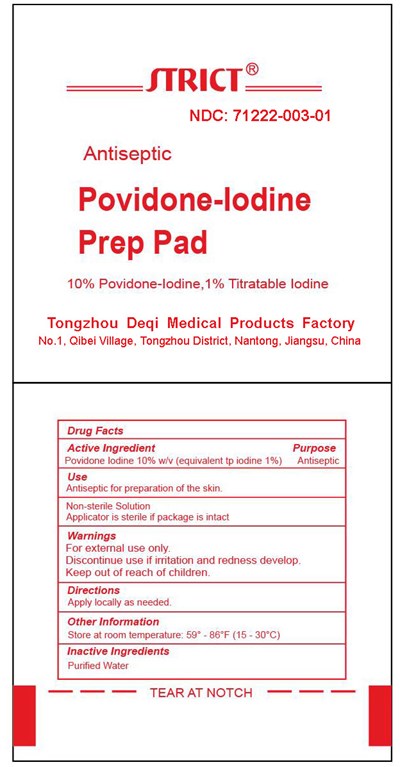 Povidone-iodine Prep Pad- Images NDC71222-003