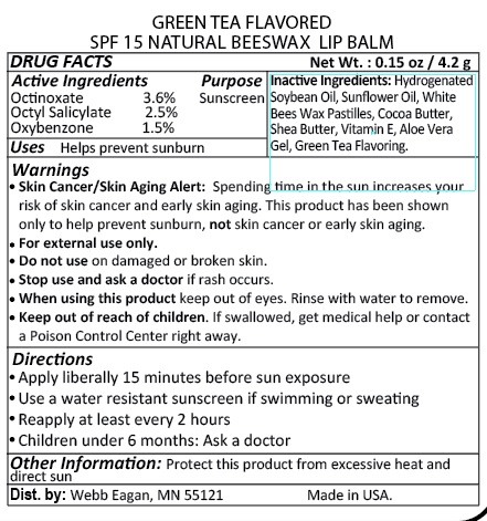 Lip Balm Green Tea Flavored Product Images - NDC 70445-249
