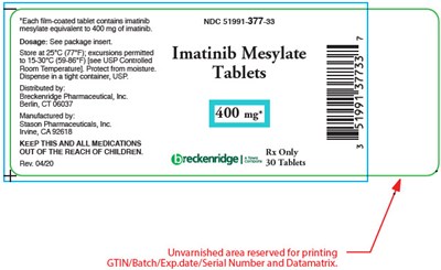 NDC 51991-377 Imatinib Mesylate Tablet, Coated Oral