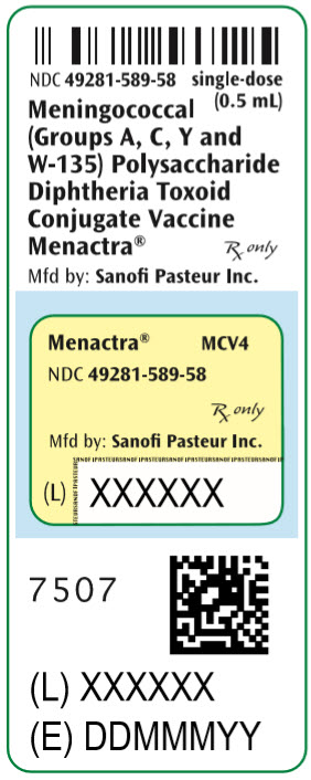 NDC Package 49281-589-05 Menactra Injection, Solution Intramuscular