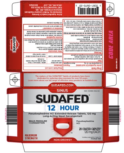 NDC 50580-342 Sudafed 12 Hour Pseudoephedrine Hydrochloride
