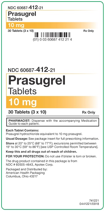 NDC 60687-412 Prasugrel Prasugrel