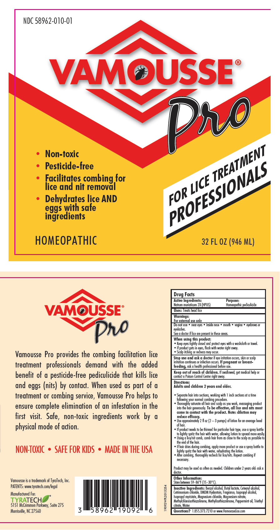 NDC 58962-010 Vamousse Pro Lice Treatment