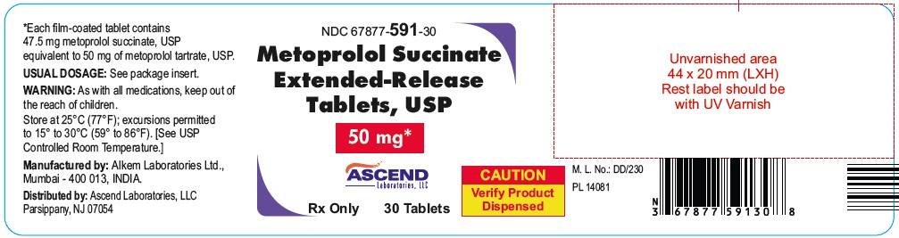 NDC 67877-591 Metoprolol Succinate Metoprolol Succinate Er Tablets