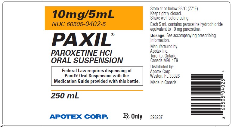 Label and Warnings 60505-0402 Paxil Suspension Oral