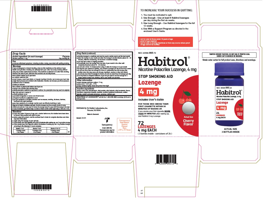NDC 43598-985 Habitrol Lozenge Cherry Lozenge Oral