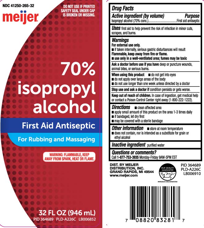 NDC 41250-265 Isopropyl Alcohol 70 Percent Liquid Topical