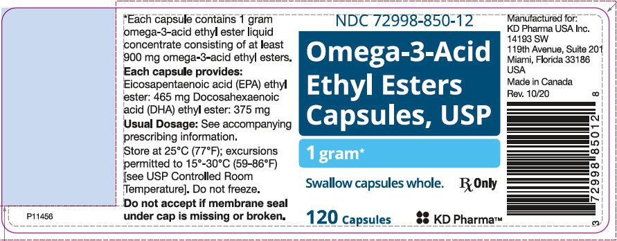Omega-3-acid Ethyl Esters Capsule FDA Label - NDC 72998-850