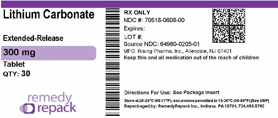 NDC 70518-0608 Lithium Carbonate Tablet, Extended Release Oral Label ...