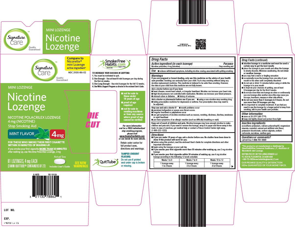 NDC 21130-185 Signature Care Nicotine Lozenge Oral Label Information ...