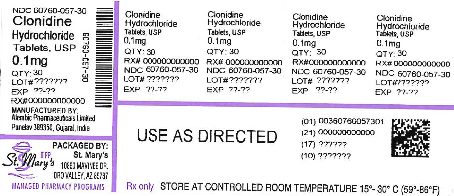 NDC 60760-057 Clonidine Hydrochloride Tablet Oral Label Information ...