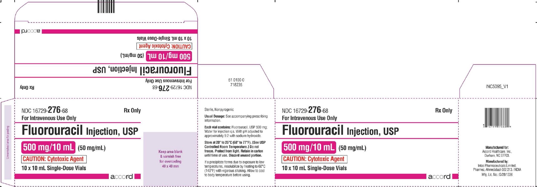 NDC 16729-276 Fluorouracil Injection, Solution Intravenous