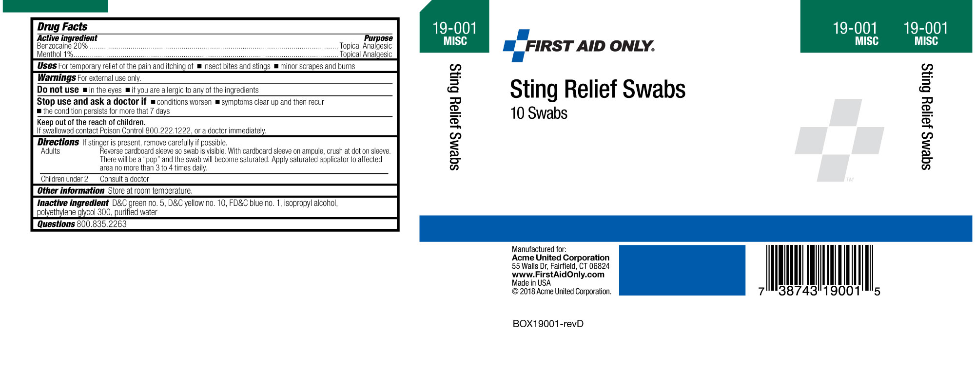 Product Images First Aid Only Sting Relief Photos - Packaging, Labels ...