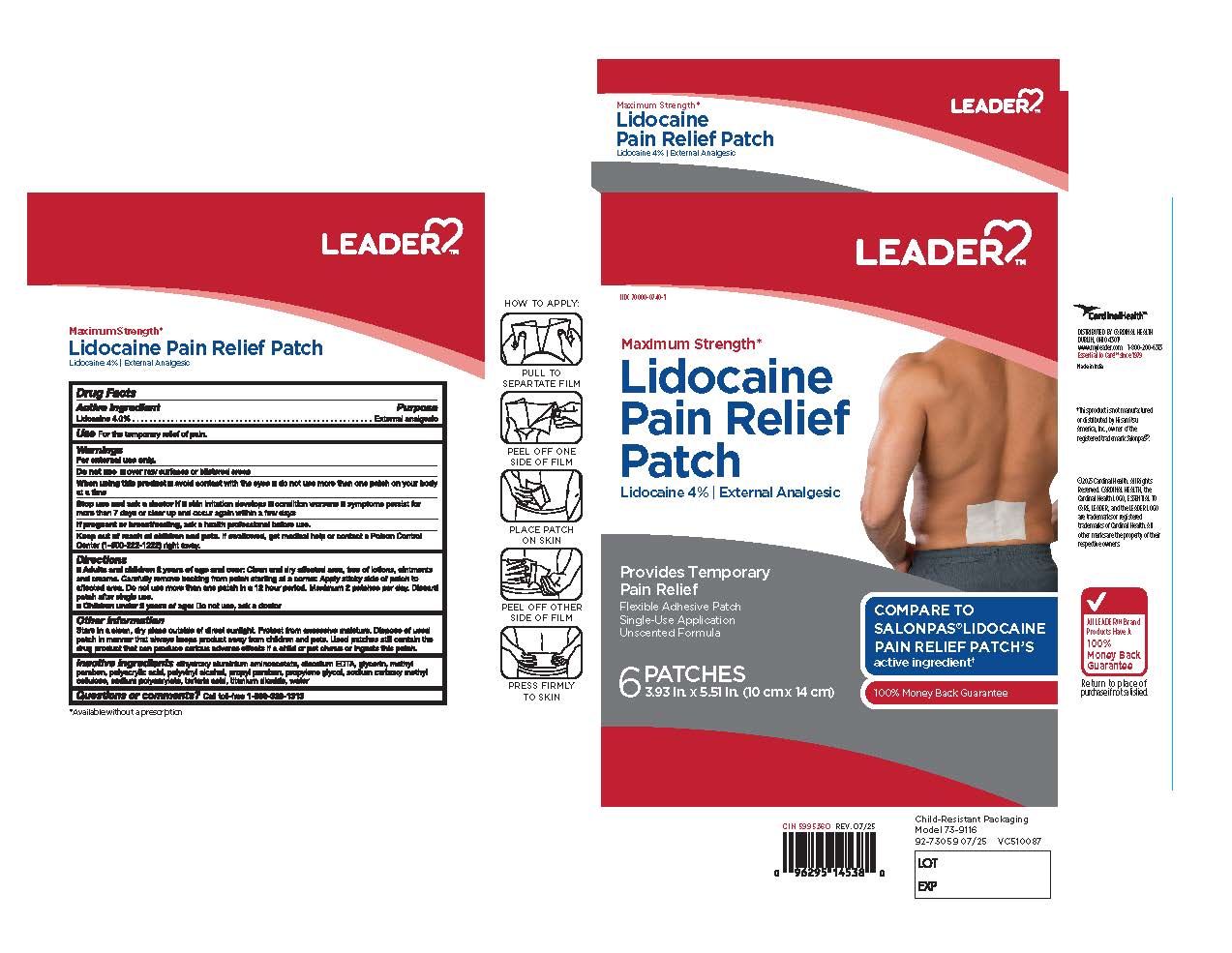 Lidocaine Pain Relief Patch 6 Ct Patch- Images NDC70000-0740