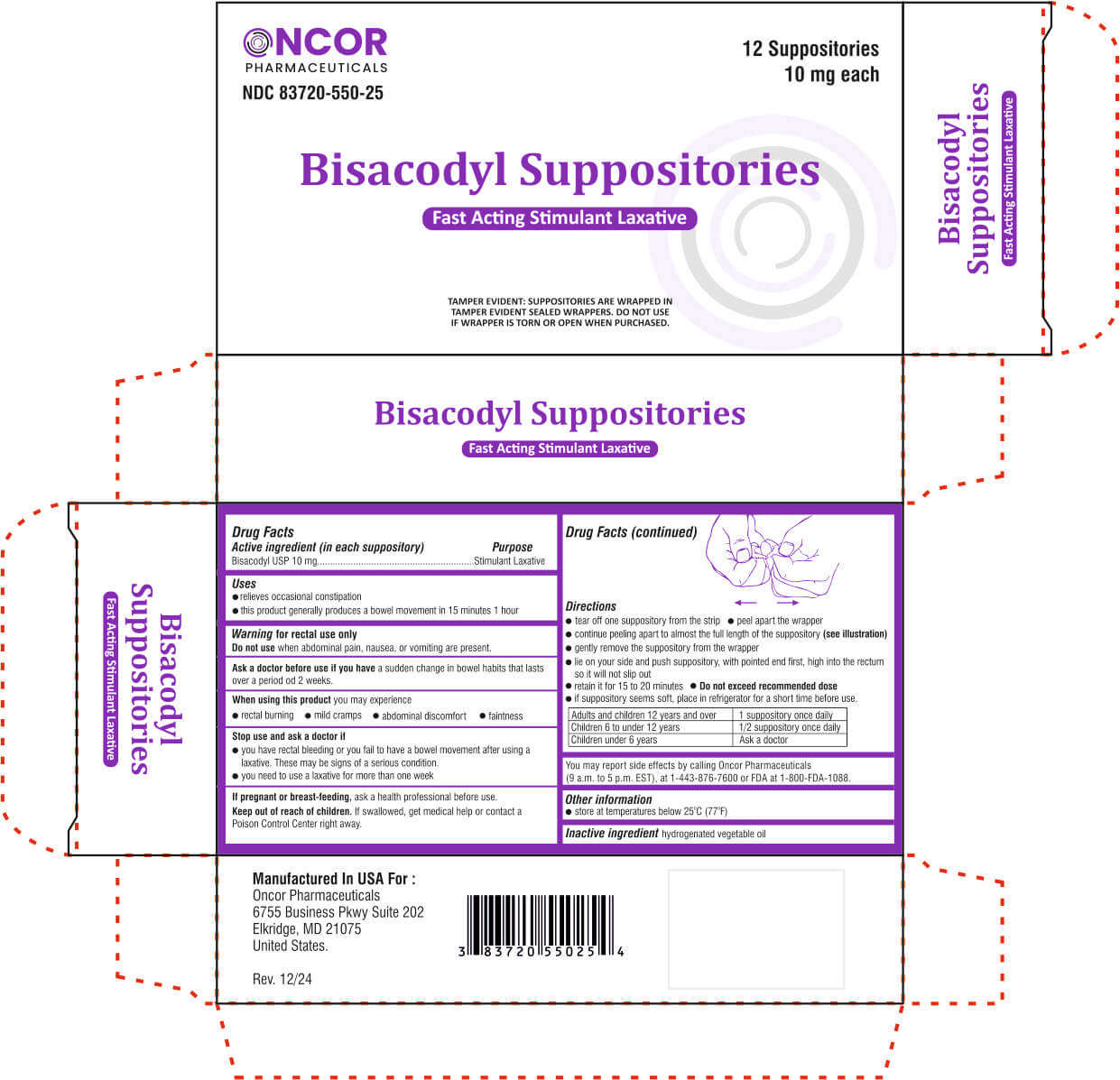 Bisacodyl Suppository- Images NDC83720-550