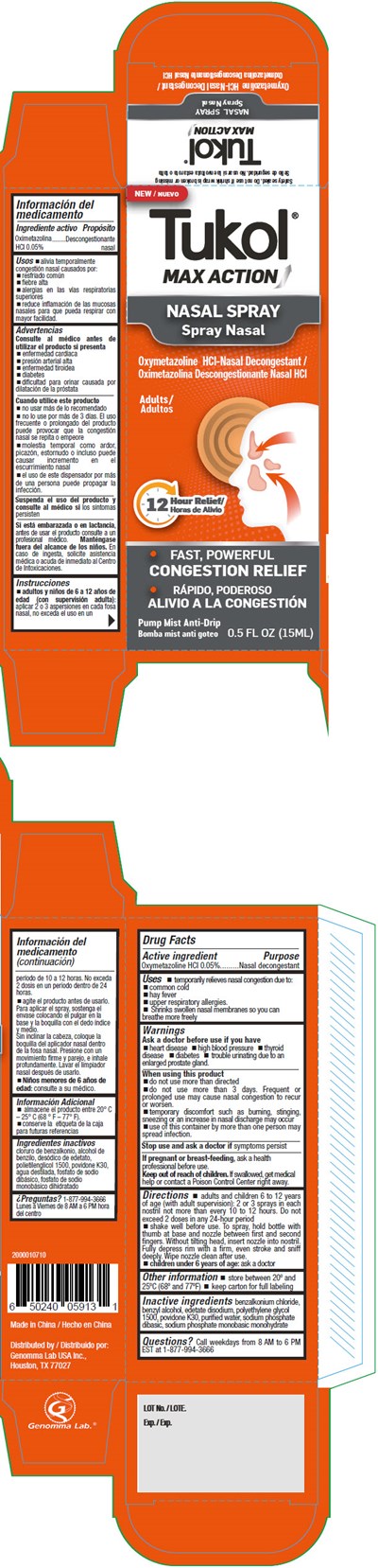 FDA Label for Tukol Max Action - Indications, Usage & Precautions