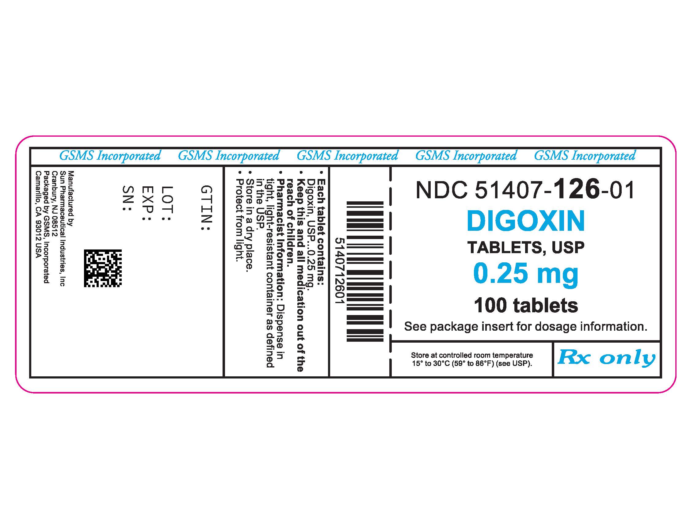 NDC 51407-126 Digoxin Digoxin