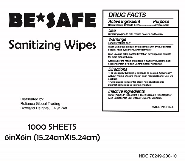 Be Safe Sanitizing Wipes- Images NDC78249-200