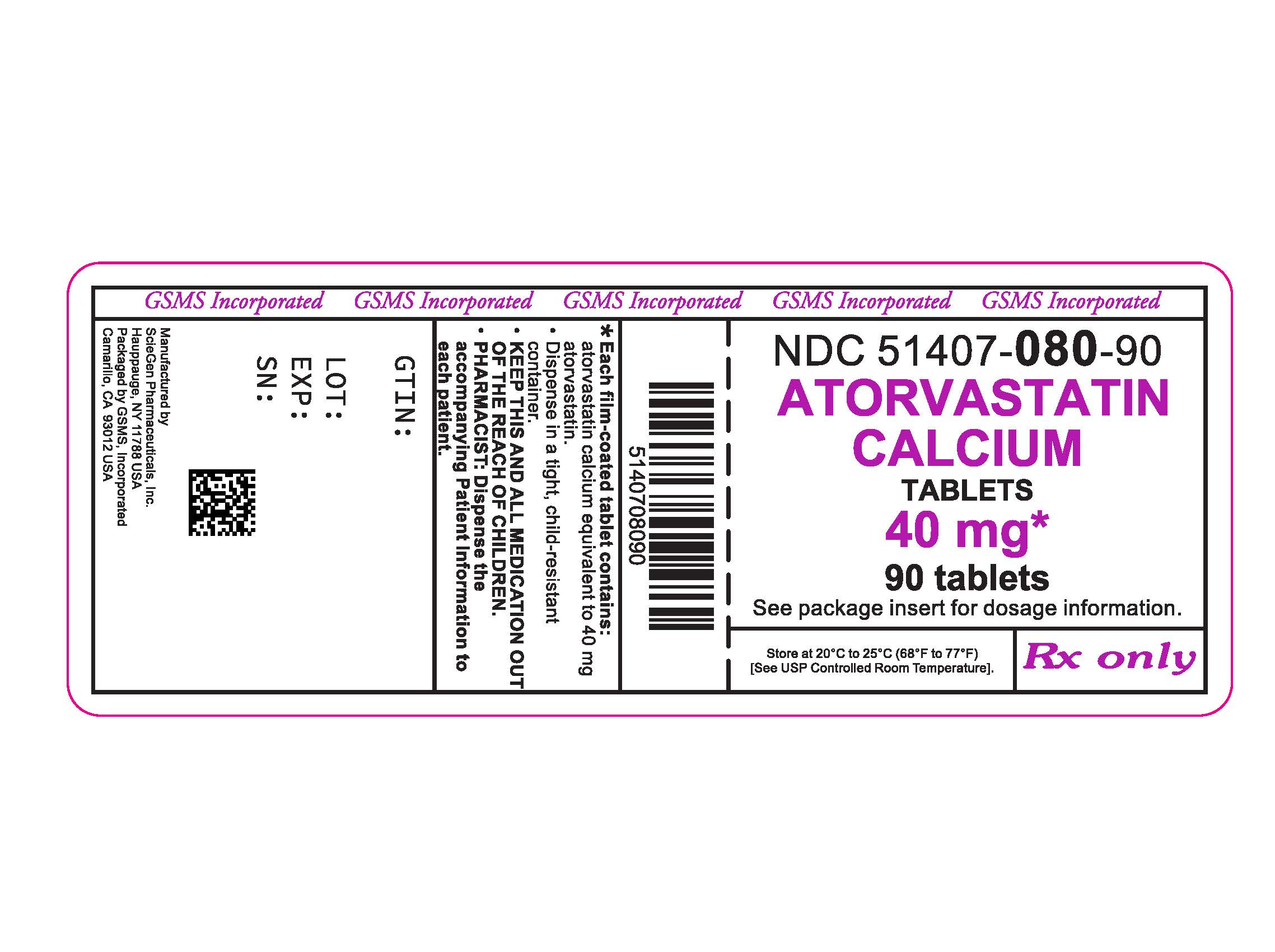 NDC 51407-080 Atorvastatin Calcium Atorvastatin Calcium
