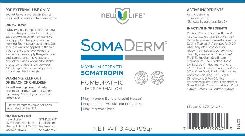 NDC 61877-0007 Somaderm Gel Topical