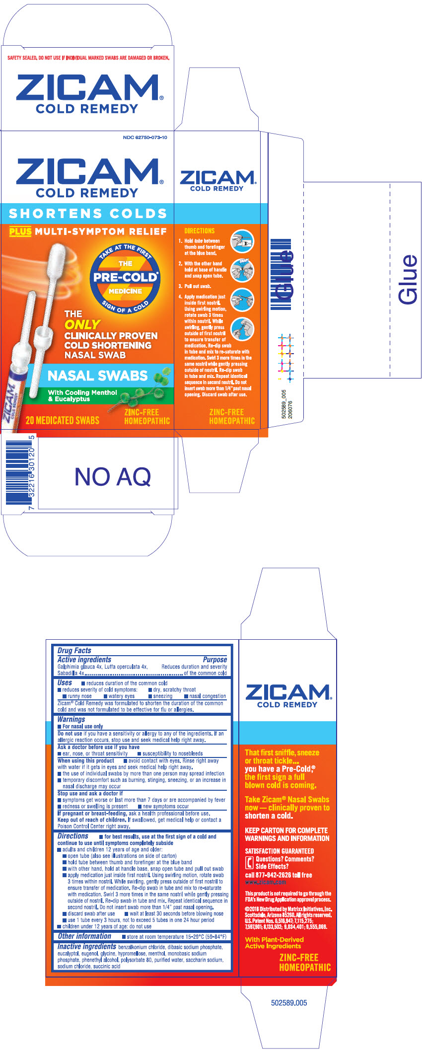 NDC 62750-073 Zicam Cold Remedy Galphimia Glauca Flowering Top, Luffa ...
