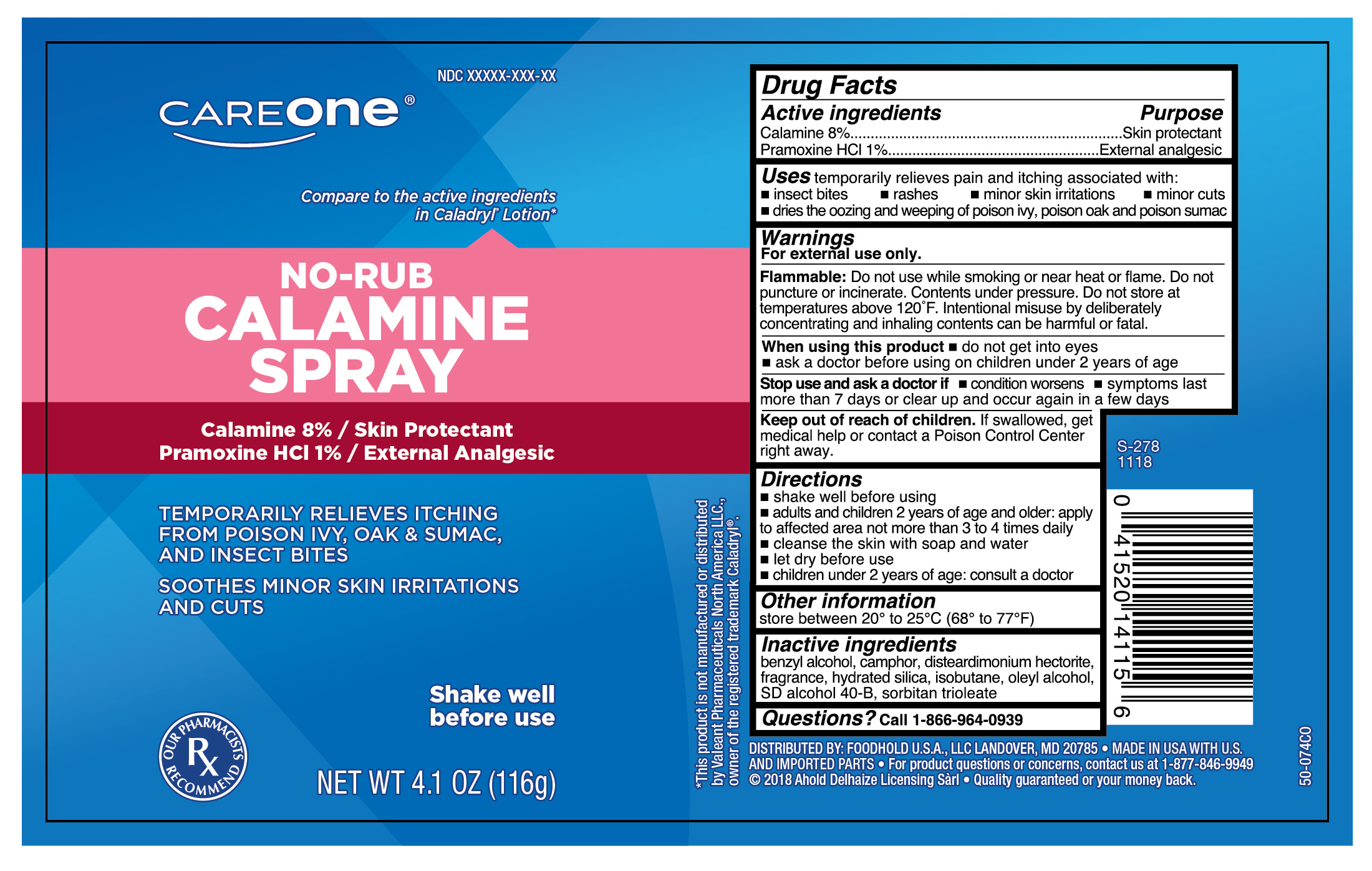 NDC 41520-184 Calamine Plus Pramoxine Hcl Aerosol, Spray Topical