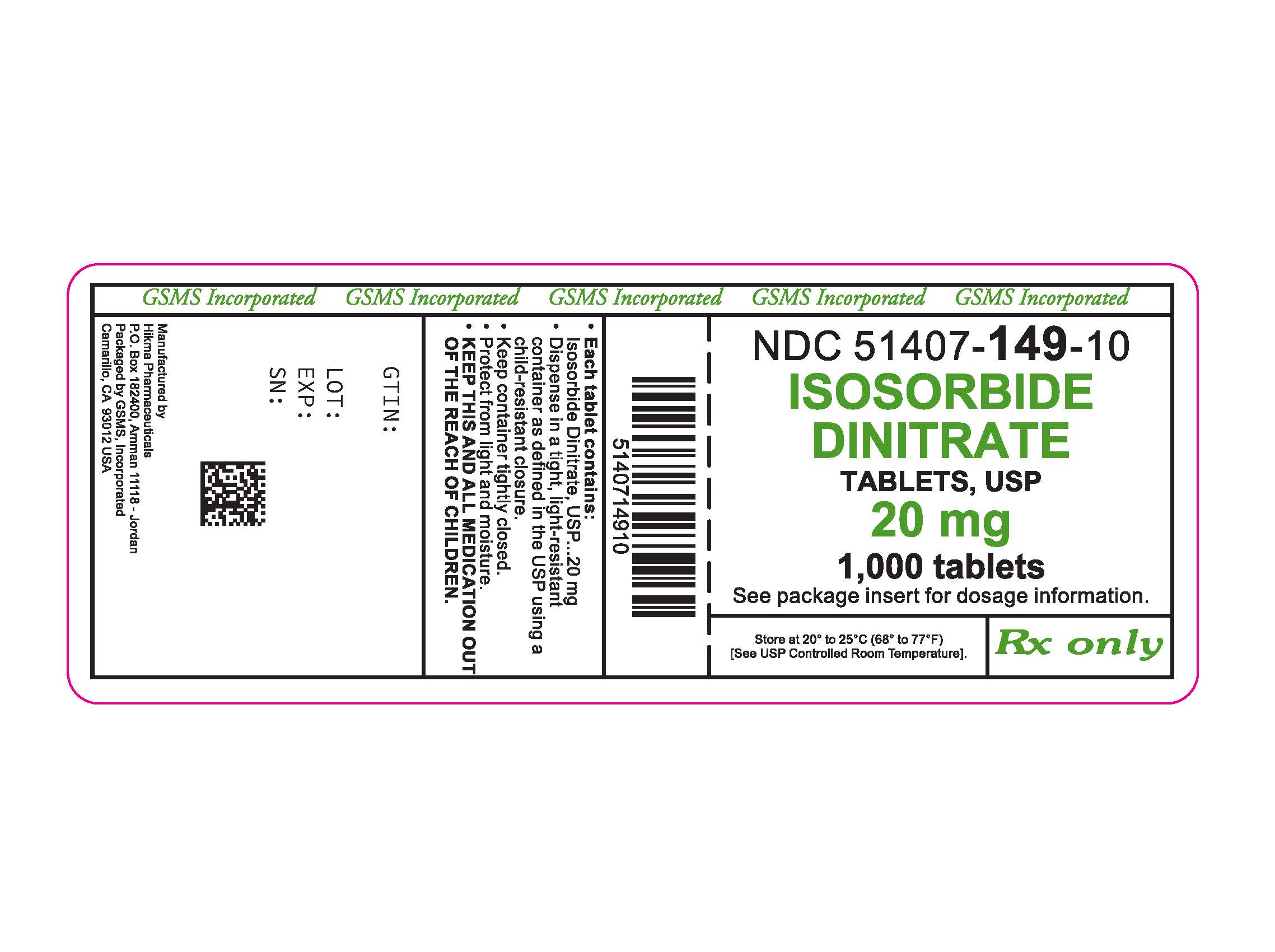 NDC 51407-148 Isosorbide Dinitrate Isosorbide Dinitrate