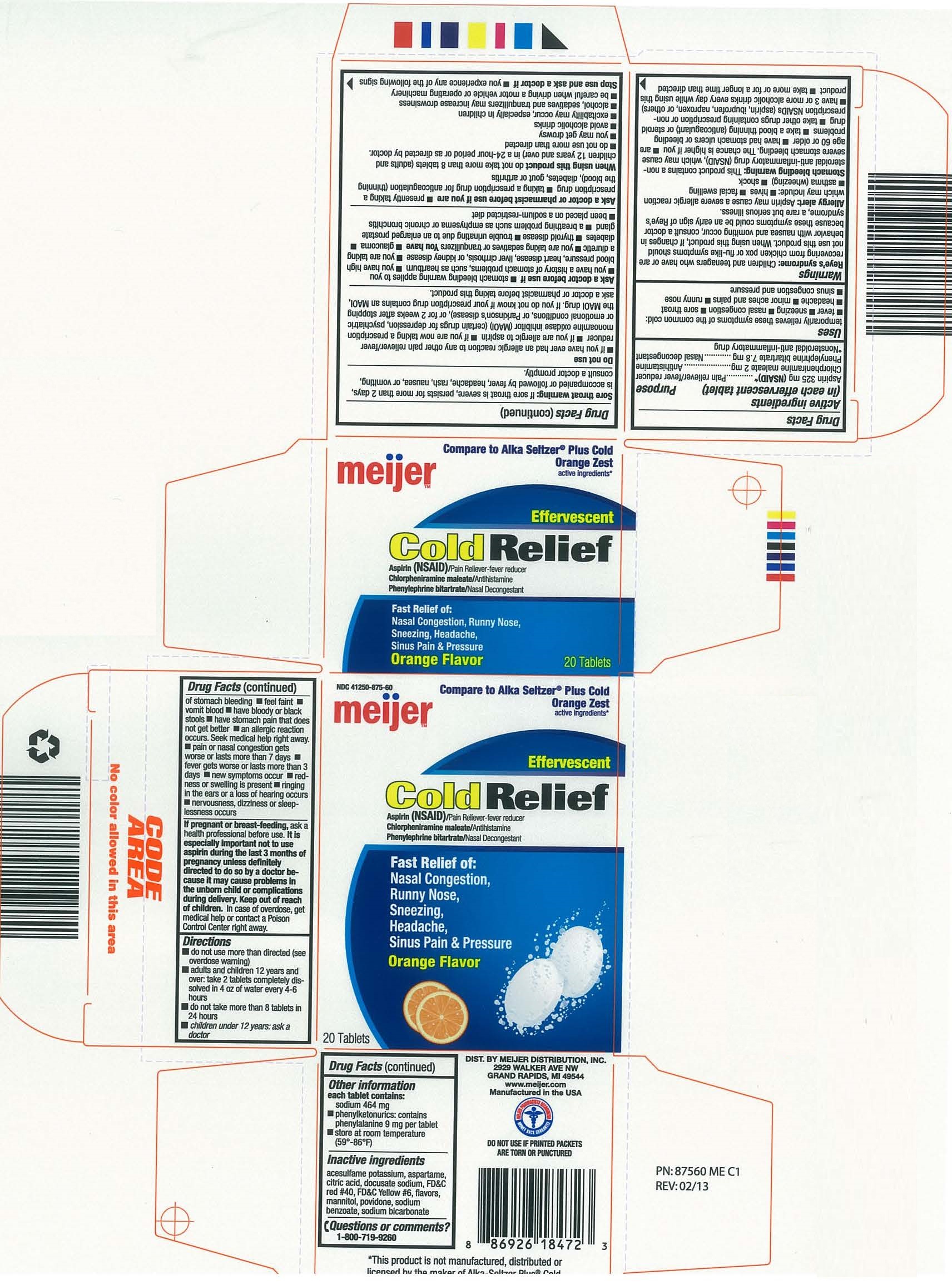 NDC 41250-123 Effervescent Orange Cold Relief Tablet, Effervescent Oral