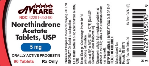 Norethindrone Acetate Tablet - Product Images NDC 42291-650
