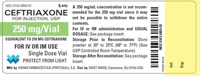 NDC 0143-9857 Ceftriaxone Injection, Powder, For Solution Intramuscular ...