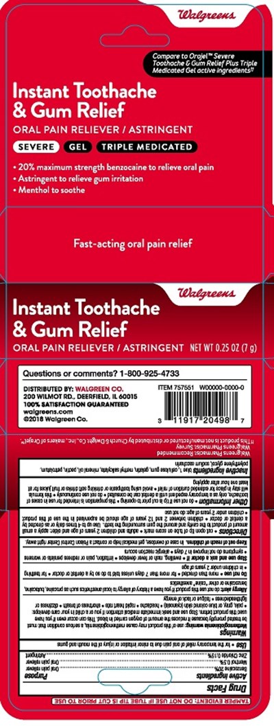 NDC 0363-5351 Walgreens Instant Toothache And Gum Relief Triple ...