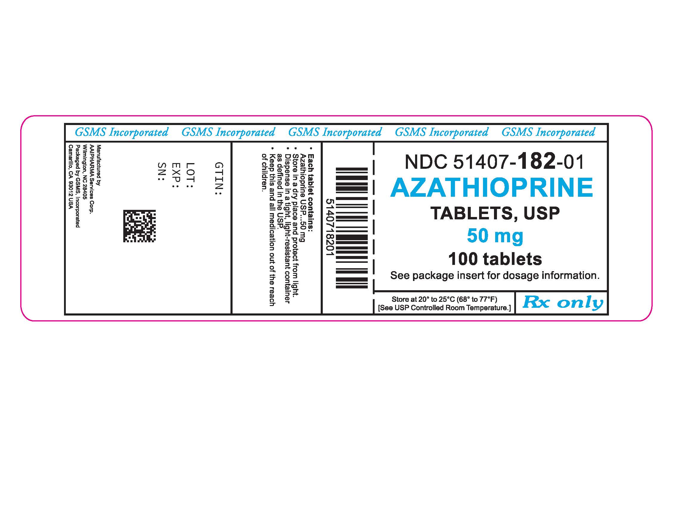 NDC 51407-182 Azathioprine Azathioprine