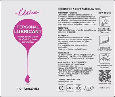 Utimi Water Based Personal Lubricant- Images NDC73000-225
