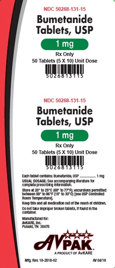 Bumetanide Tablet- Images NDC50268-131