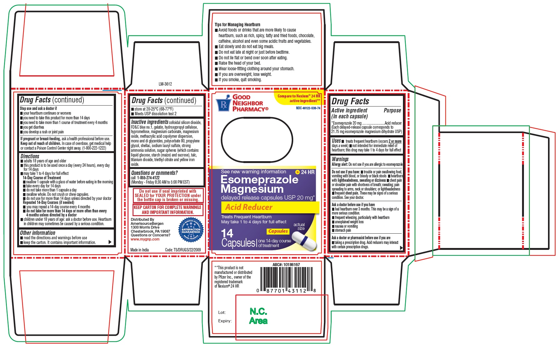 NDC 46122-538 Esomeprazole Magnesium Esomeprazole Magnesium