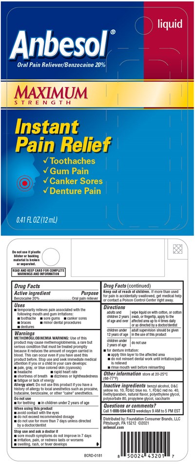 NDC 80070-230 Anbesol Maximum Strength Solution Topical