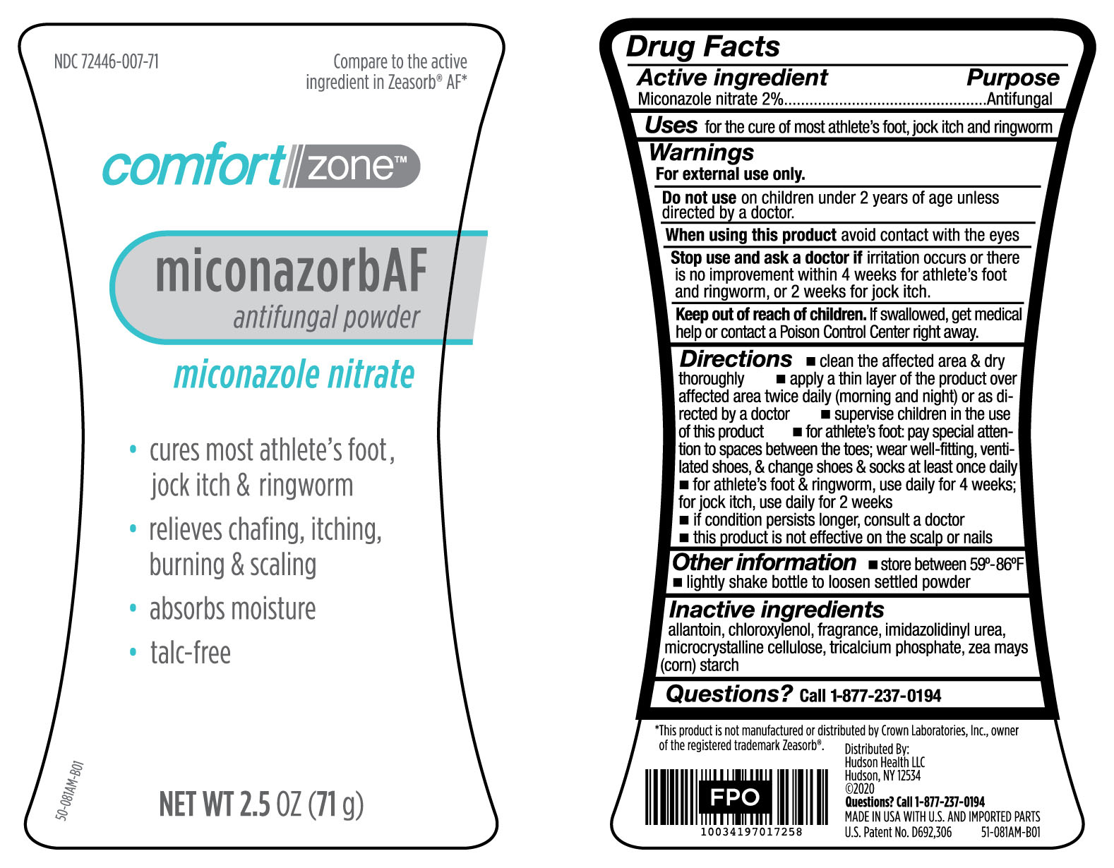 NDC 72446-007 Miconazole Nitrate Powder Topical Label Information ...